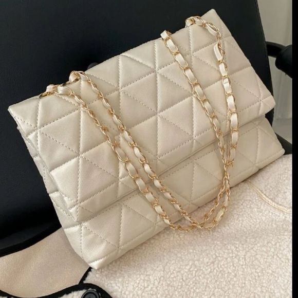Bags | Quilted Plush Chain Crossbody Handbag | Poshmark